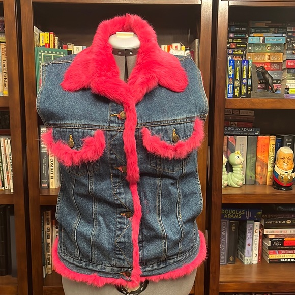 Vintage | Jackets & Coats | Vintage Chebella Fur Lined Denim Vest ...
